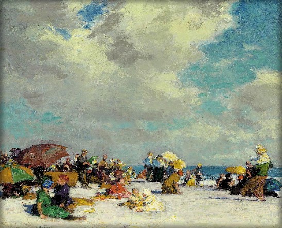 Edward Henry Potthast Captured Blissful Beach Days - Racing Nellie Bly